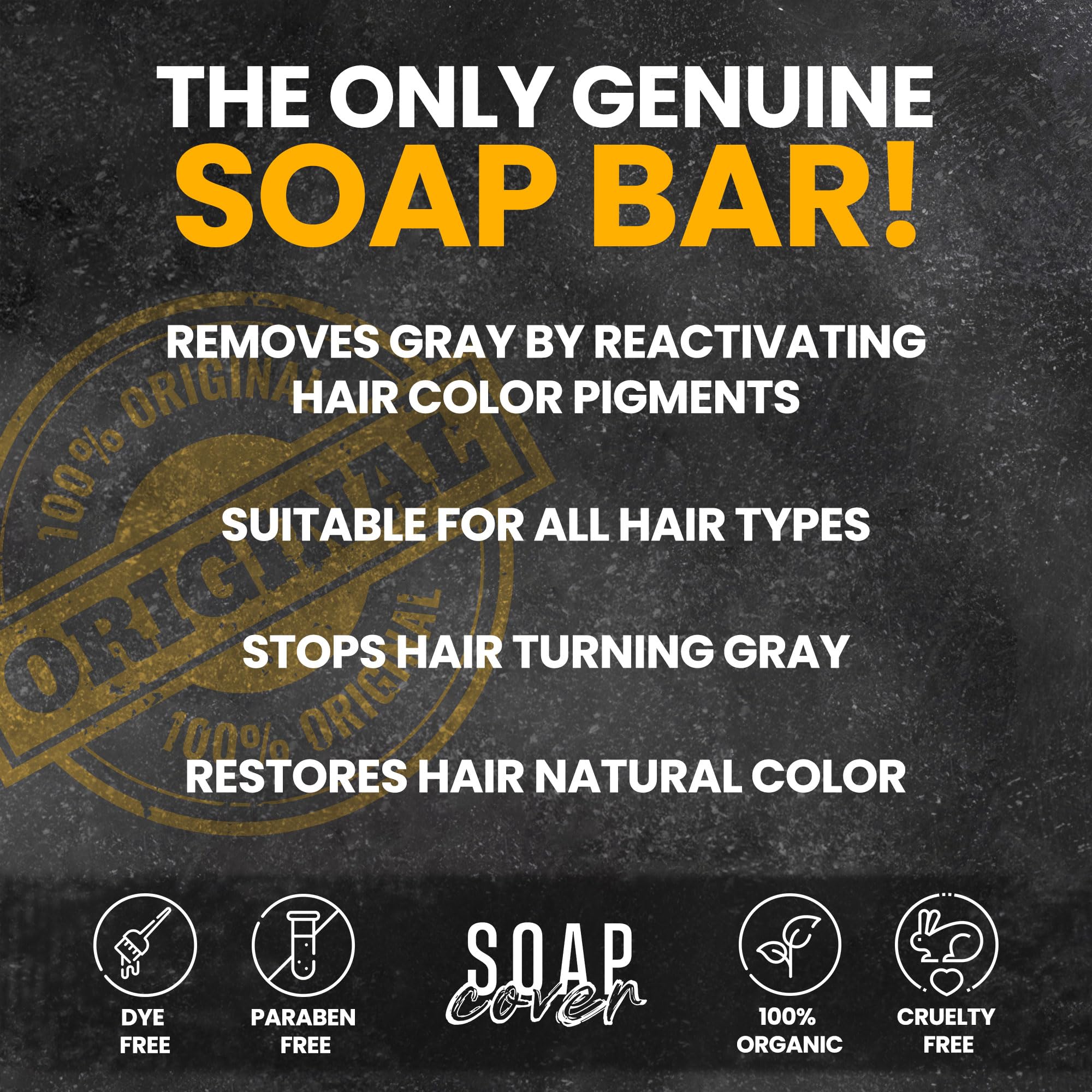 Soap Cover Black Soap for Gray Hair, Gray Hair Reverse Bar Shampoo, 1.7 Oz