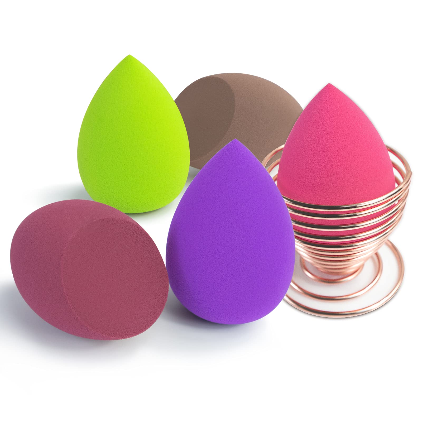 Makeup Sponge Blender Set, Beauty Makeup Sponges Latex-free Blender 5pcs + Beauty Sponge Holder 1pc
