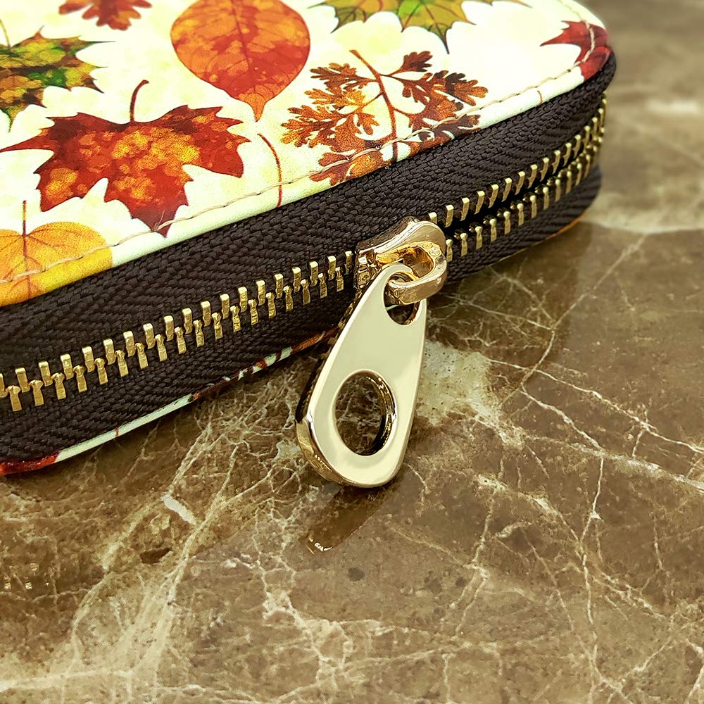 MOYYO RFID Credit Card Holder Case Leather Printed Zipper Card Case Wallet for Women Girls