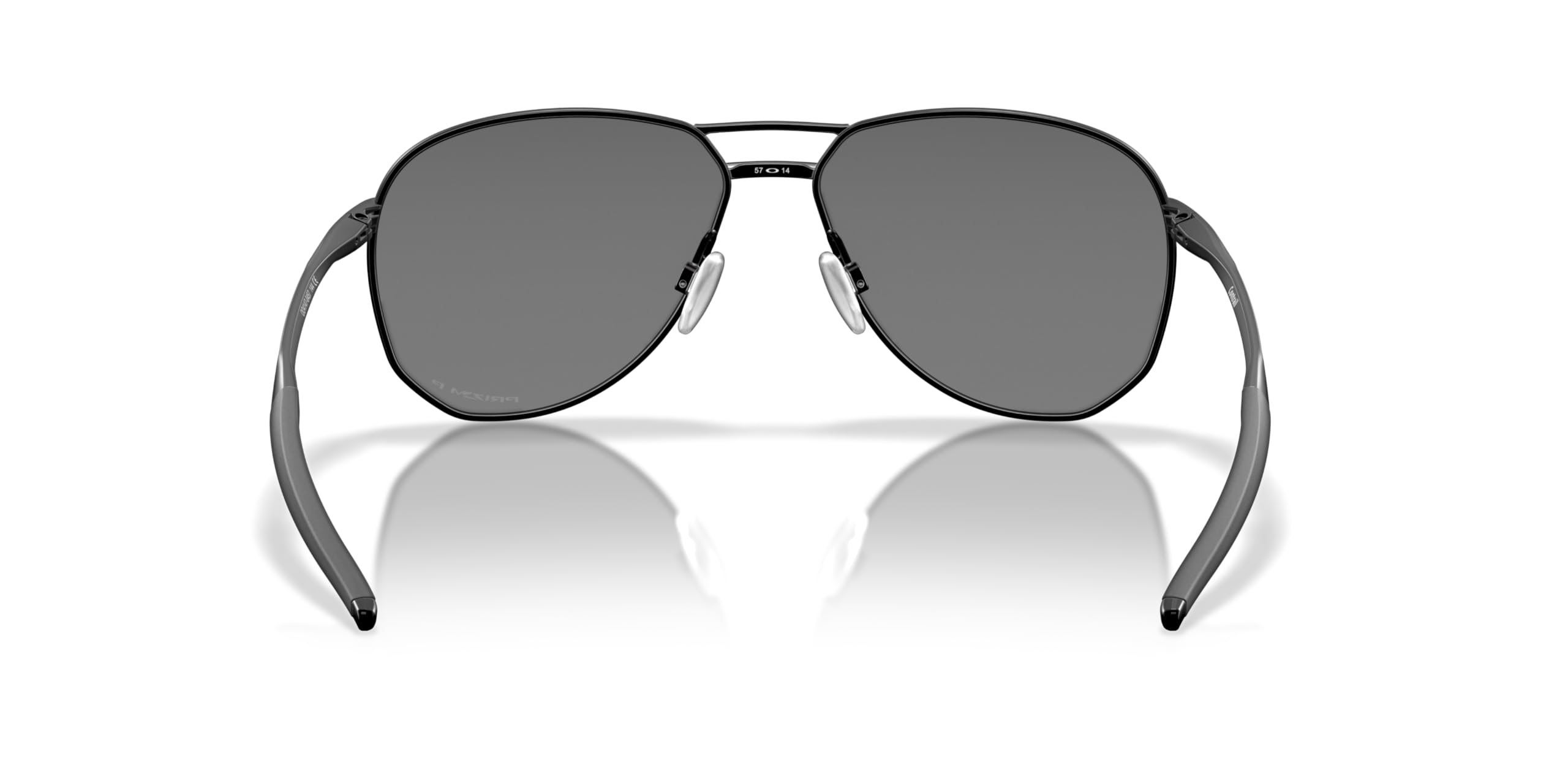 Oakley Men's OO4147 Contrail Aviator Sunglasses, Satin Black/Prizm Black Polarized, 57 mm