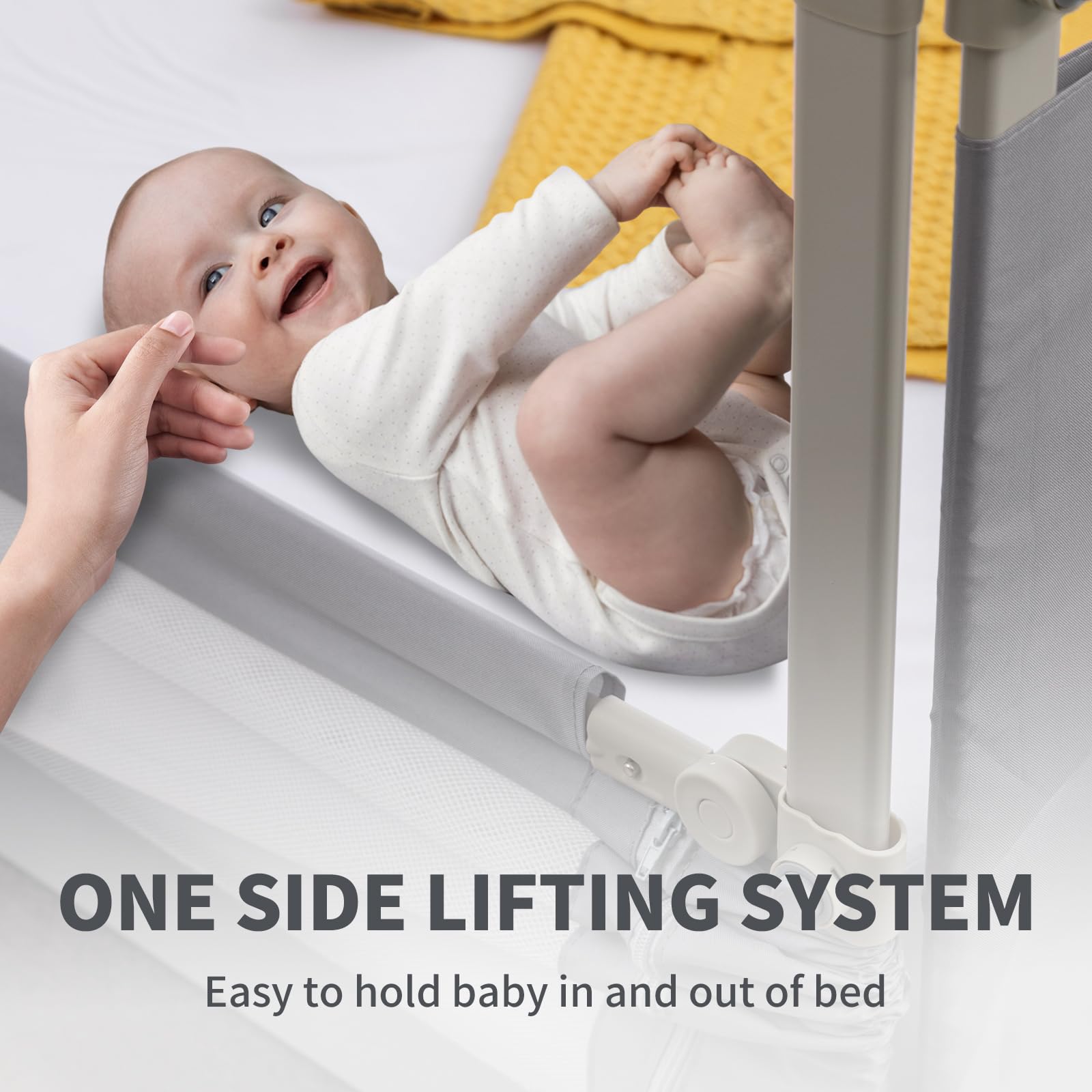 wanan Bed Rail for Toddlers, 3 Pack Extra Long Baby Bed Rail Guard for Kids, All-Round Sturdy Baby Bed Fence, Infants Bed Guardrail, Fit Queen King Mattress, 79 x 79 x 77 (Gray Without Pattern, King)