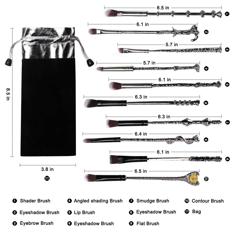 Wand Makeup Brushes Set - ARALOR 10pcs Wand Set Makeup Brushes for Women