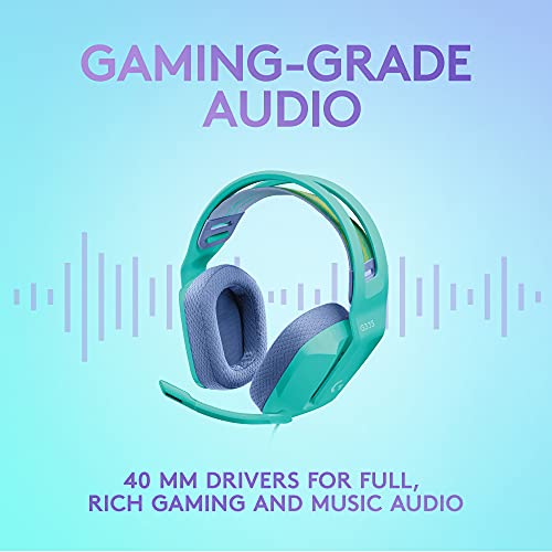 Logitech G335 Wired Gaming Headset, with Flip to Mute Microphone, 3.5mm Audio Jack, Memory Foam Earpads, Lightweight, Compatible with PC, PlayStation, Xbox, Nintendo Switch - Mint