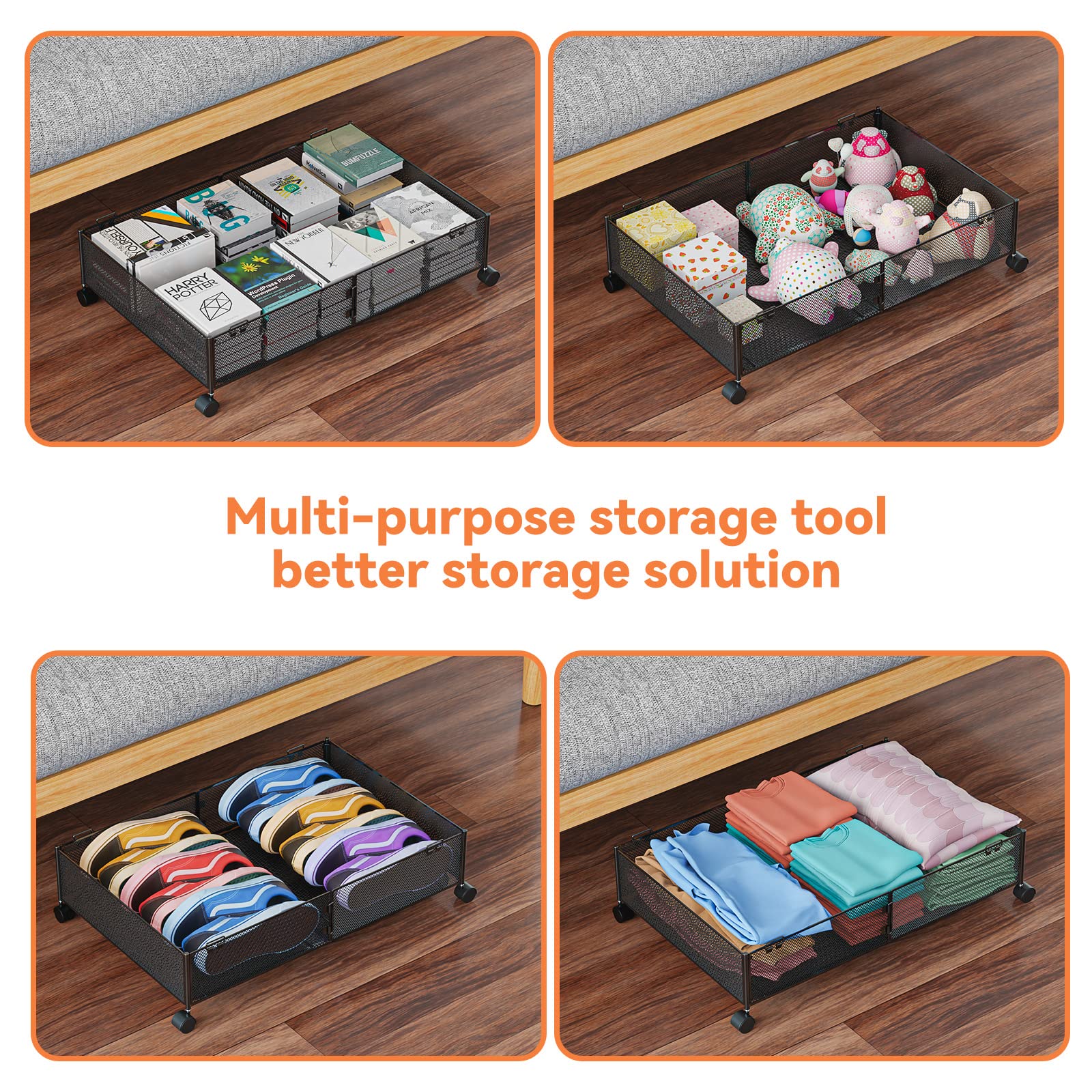 MURBONE Under Bed Storage with Wheels Containers Shoe Stor