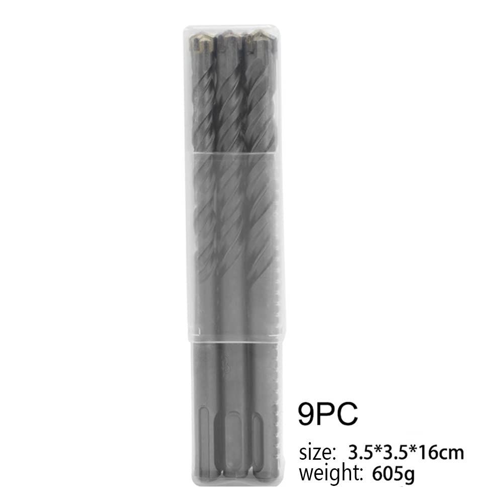 WDBBY 9pcs SDS Plus Drill Bit Set 160mm for Concrete Wall Brick Block Masonry Hole Saw Electric Hammer Drilling Bits 5 6 8 10 12 14 mm