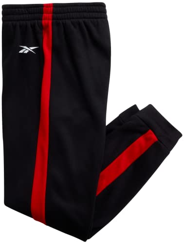 Reebok Boys' Active Jogger Set - 3 Piece Long Sleeve Shirt and Sweatpants - Performance Fleece Tracksuit for Boys (8-12), Size 8, Black Grindel