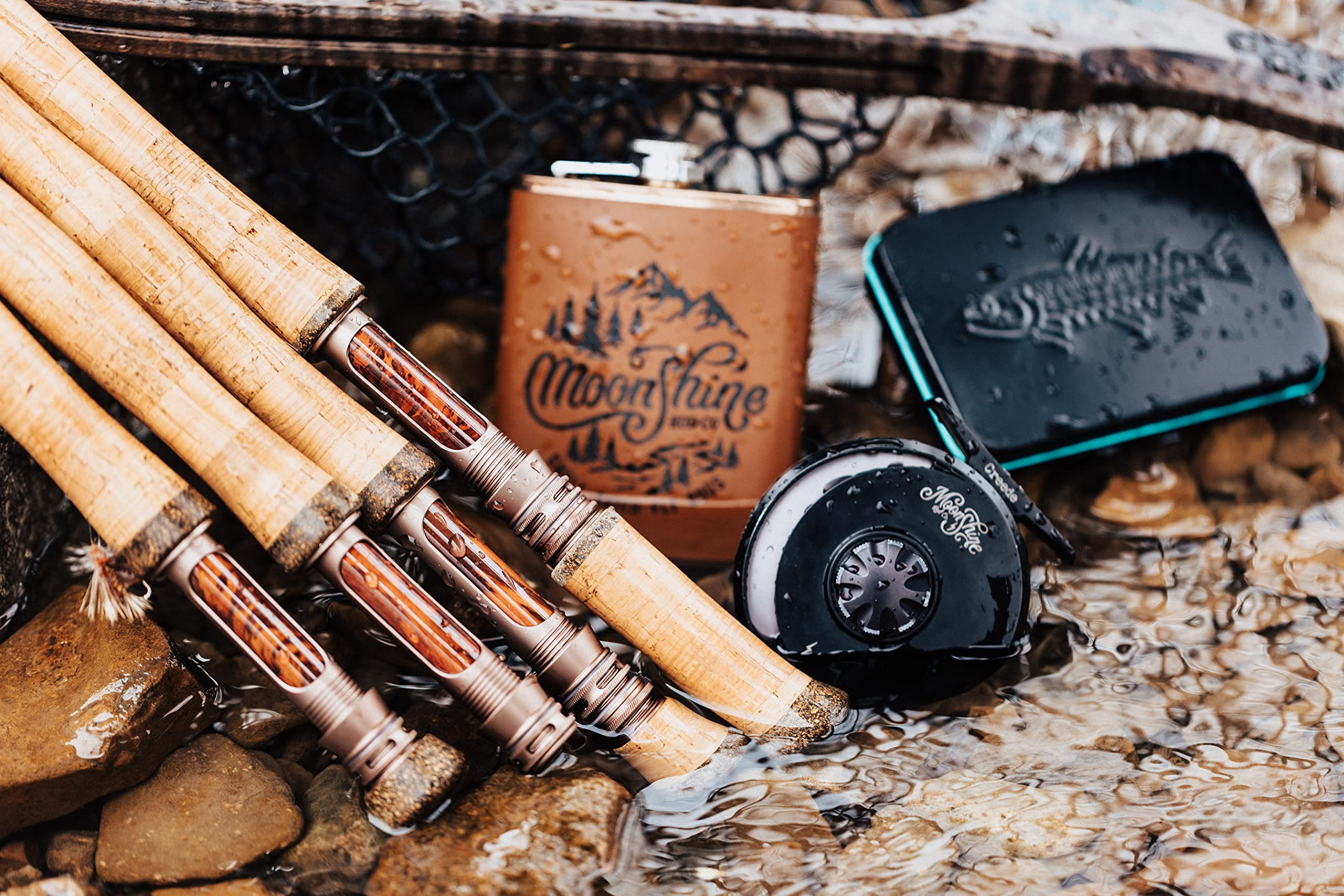 Moonshine Rod Co. Fly Fishing Rod with Carrying Case and Extra Rod Tip Section Fast Action, The Vesper, 7wt 10'
