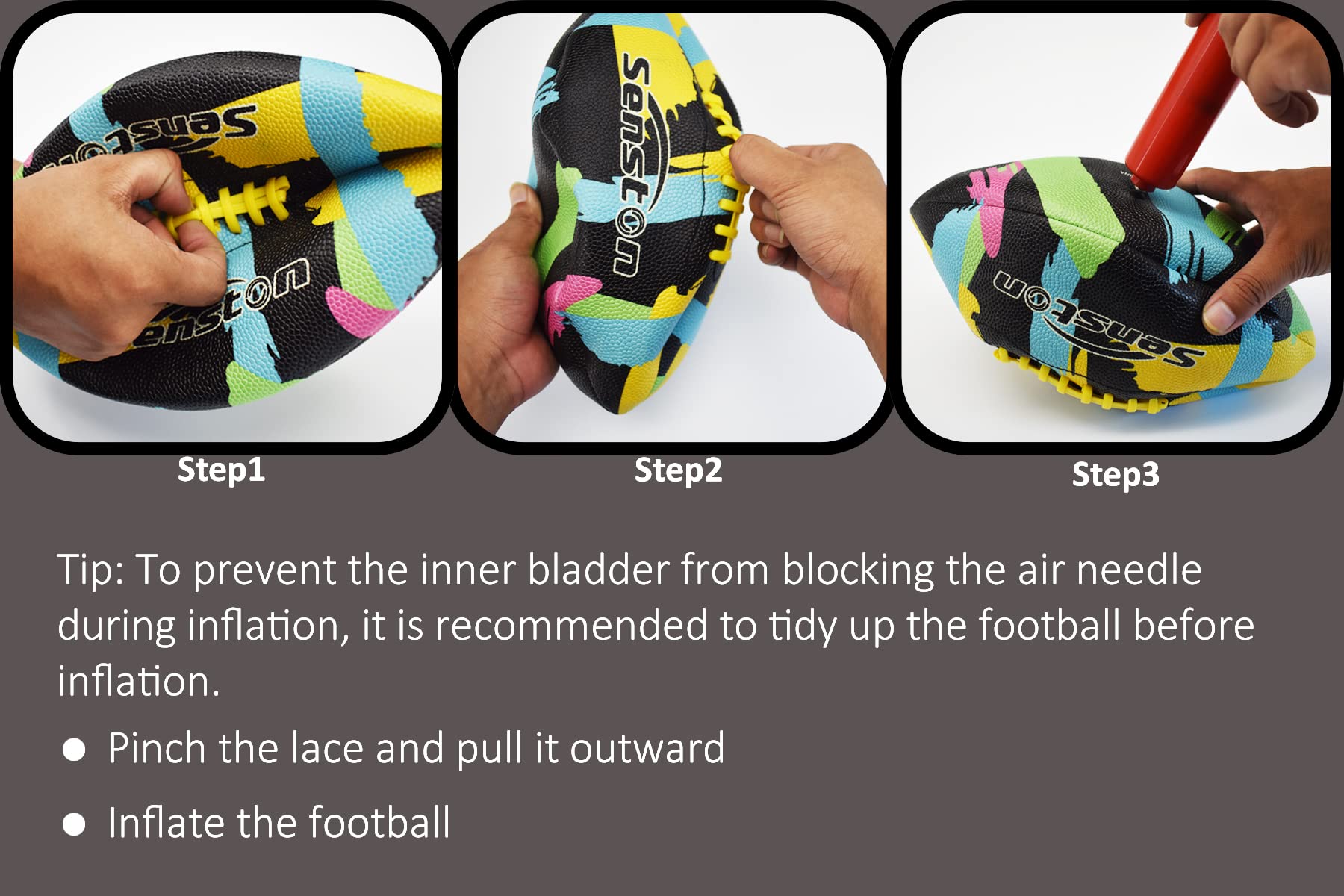 Senston Football Size 6/ Premium Composite Leather Kids/Junior/Youth Football with Pump - Black