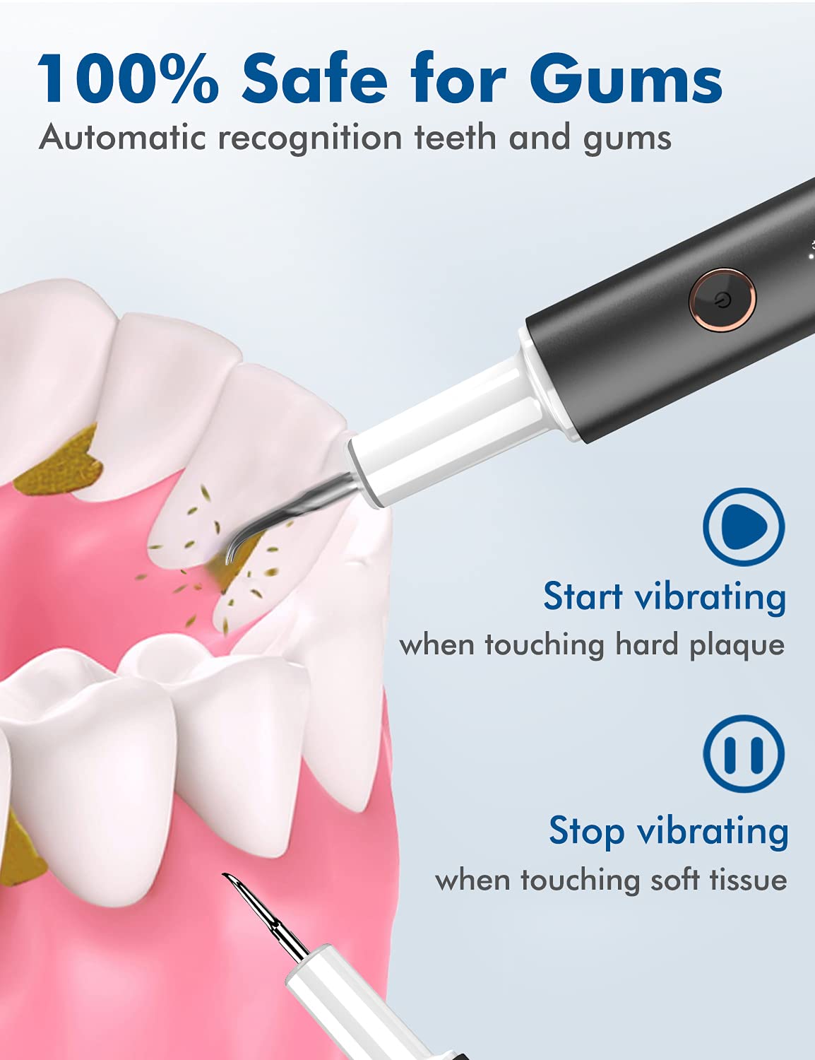 Teeth Cleaning Kit, Electric Tooth Cleaner Tool for Oral Care, 4 Work Modes, for Use at Home (Black)