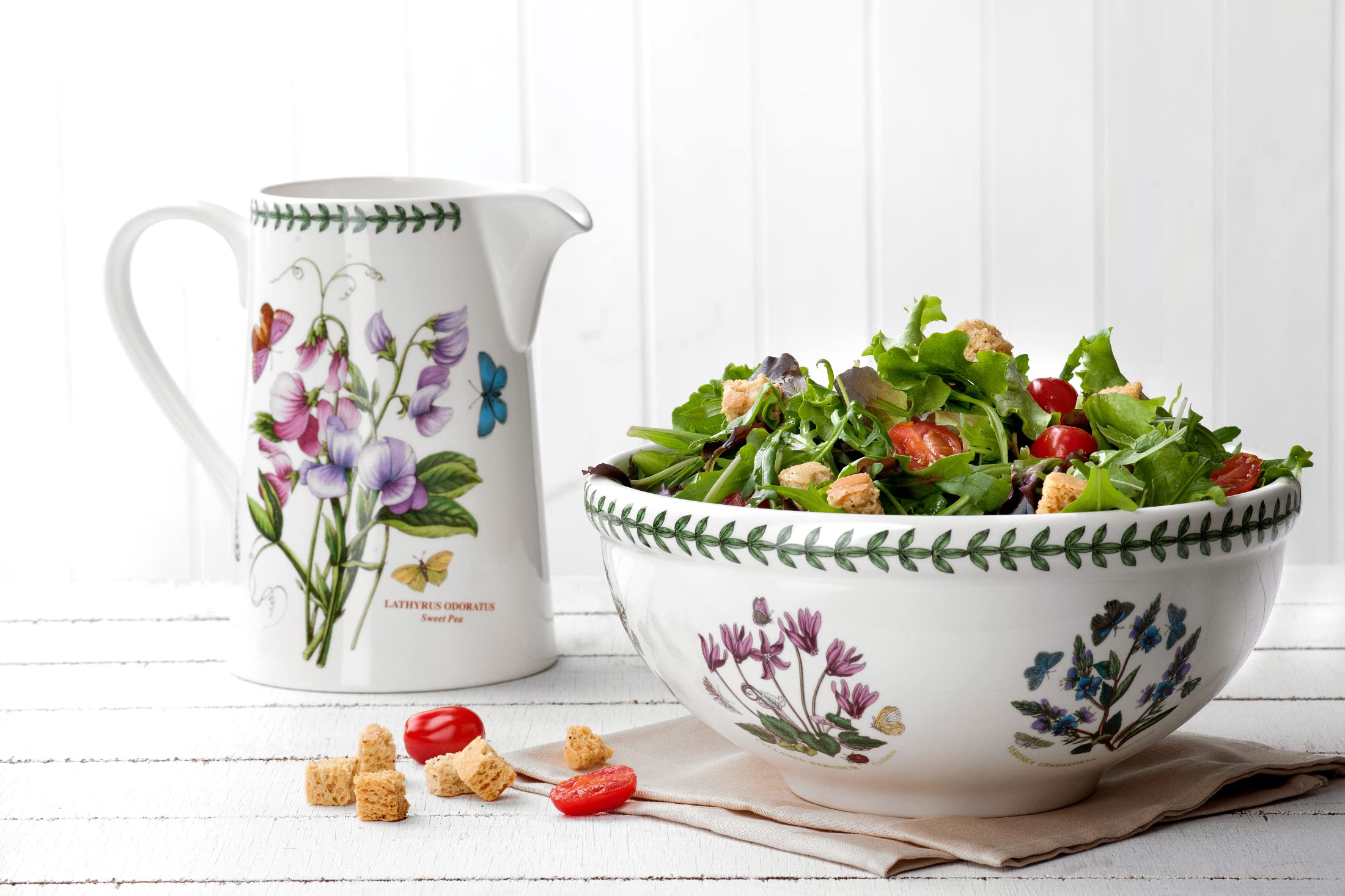 Portmeirion Botanic Garden Large Salad Bowl | 11 Inch Mixing Bowl with Azalea Motif | Made in England from Fine Earthenware | Microwave and Dishwasher Safe
