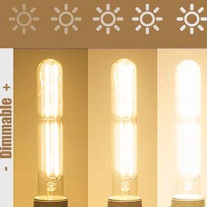 Leadleds Beautiful Edison Bulb Dimmable with Long Filament LED, T10 Tubular E26 Medium Base 60 Watt Incandescent Bulb Equivalent 3000K Warm White