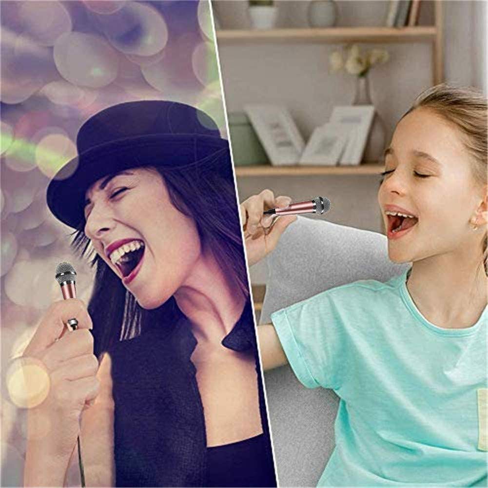 Mini Portable Vocal Microphone for Mobile Phone, Computer, Tablet, Recording Chat and Singing(Rose Gold)