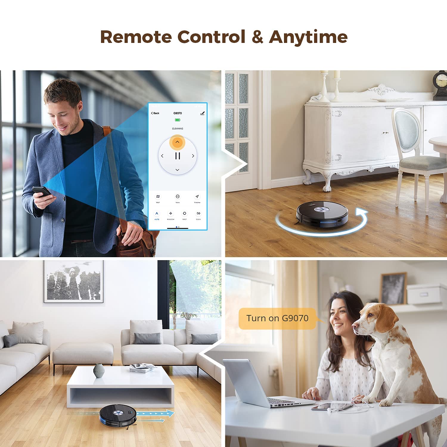 Robot Vacuum Cleaner, 2200Pa Robot Vacuum and Mop Combo, Super Thin 2.7'' Self-Charging Robotic Vacuum Cleaner, Boundary Strips Included Compatible with Alexa, Ideal for Pet Hair, Carpets, Hard Floor