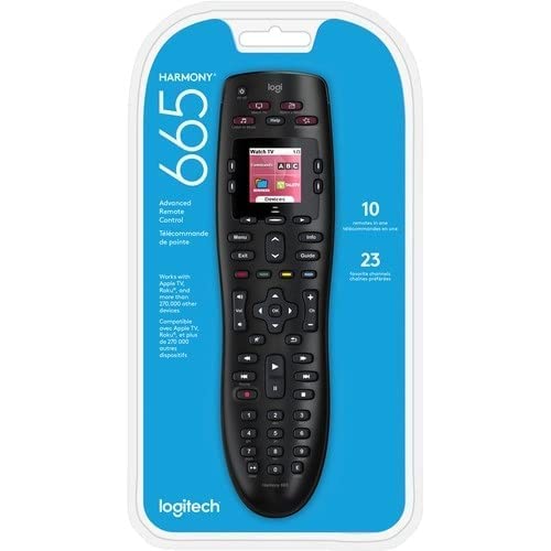 Logitech Harmony 665 Advanced Remote Control, Universal Entertainment Remote, Replaces up to 10 remotes with Guided Online Set-up and Interactive Help (Renewed)