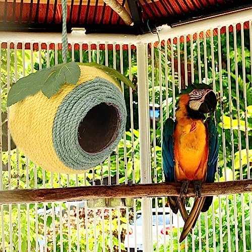 LIETEX Coconut Shell for Parrot | Coconut House for Birds | Portable Hamster Hanging House, Cave Breeding Parakeets Natural Coconut for Parrots, Conures, Sparrows, Cockatiels