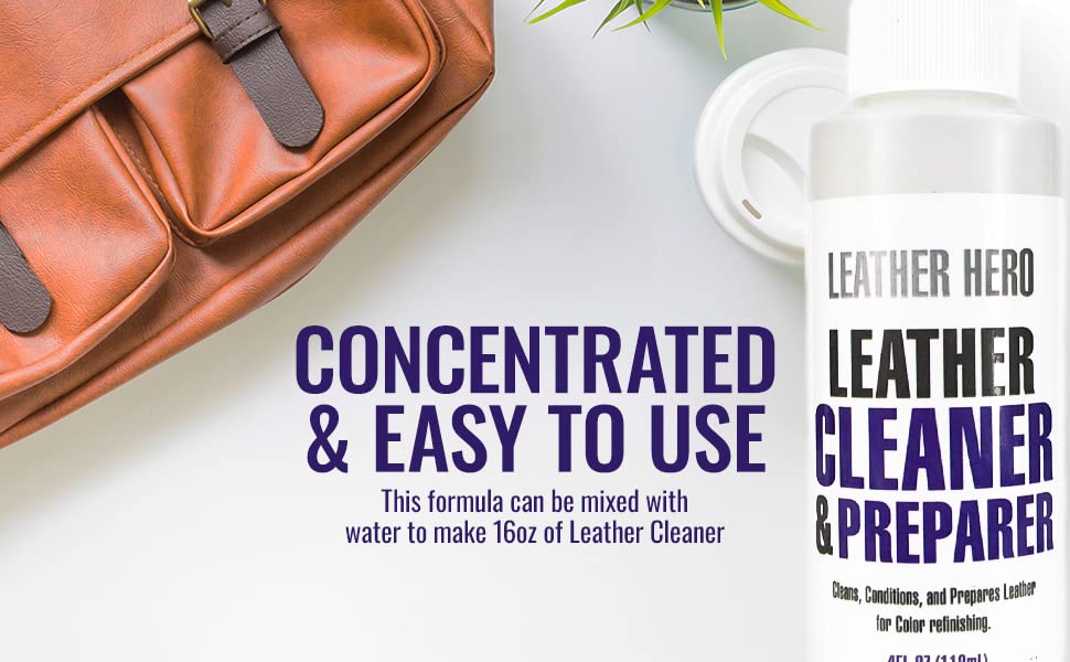 Leather Hero Cleaner & Restorer - 4oz (Makes 16oz) - Safe for All Smooth Leather - Made in USA