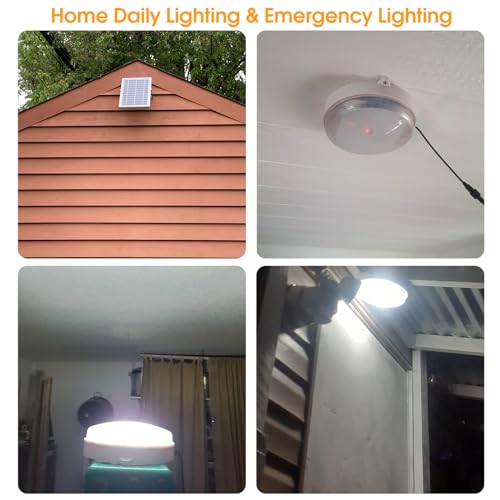 SunBonar Solar Lights Indoor Home Intelligent Solar Ceiling Light with Remote, Cool White/Warm White 1000Lumen Outdoor Solar Shed Light with ON/Off Switch for Barn, Porch, Patio, Carpot, Chicken Coop