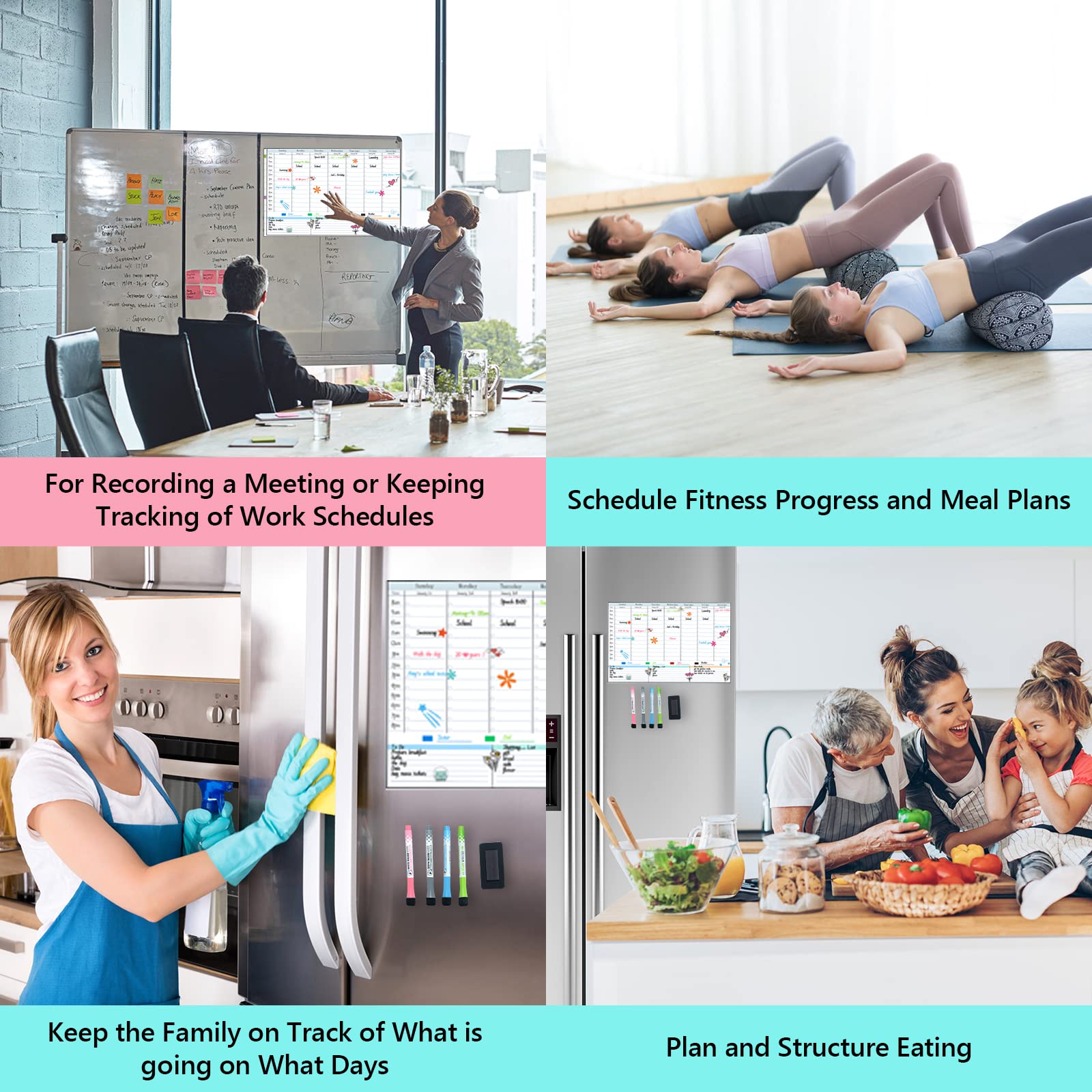 POPRUN Magnetic Weekly Dry Erase Board Calendar for Fridge, 16.9"x11"Schedule Board, Weekly Planner Whiteboard Calendar with Hourly Time Slots To Do List Perfect as Planner Board for School and Family