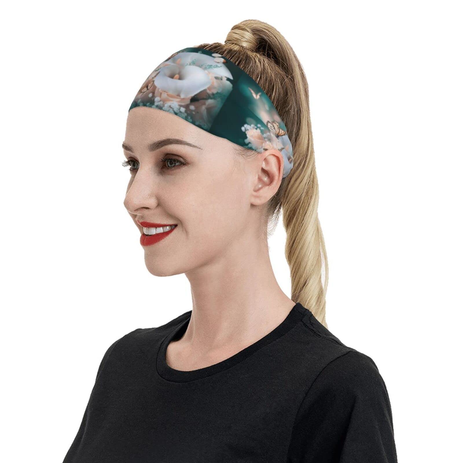 Outdoor Travel Headband Common Callalily Butterfly Head Wrap Non-Slip Sweatbands