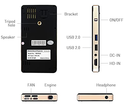 Mini Portable DLP Android Projector Support 4K Decoding WiFi Bluetooth Miracast Airplay Mobile Phone Outdoor Movie