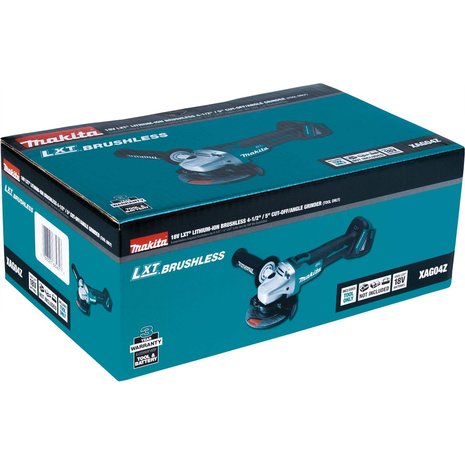 Makita XAG04Z-R 18V LXT Lithium-Ion Brushless Cordless 4-1/2 / 5 in. Cut-Off/Angle Grinder, (Tool Only) (Renewed)
