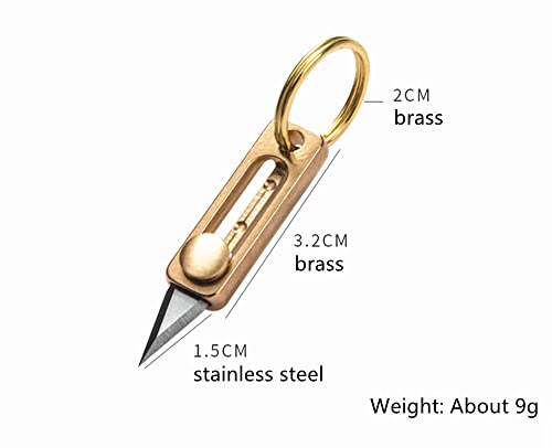 SZHOWORLD Ultra Small Brass Utility Knife, EDC Tiny Knife Box Opener with Stainless Steel Blade,Ultra Portable and Compact