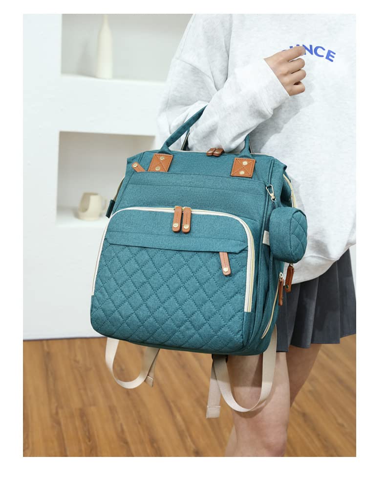 UISKOOPW Diaper Bag Backpack, Baby Nappy Waterproof Changing Bags Multifunction Travel Back Pack with Stroller Straps (Green)