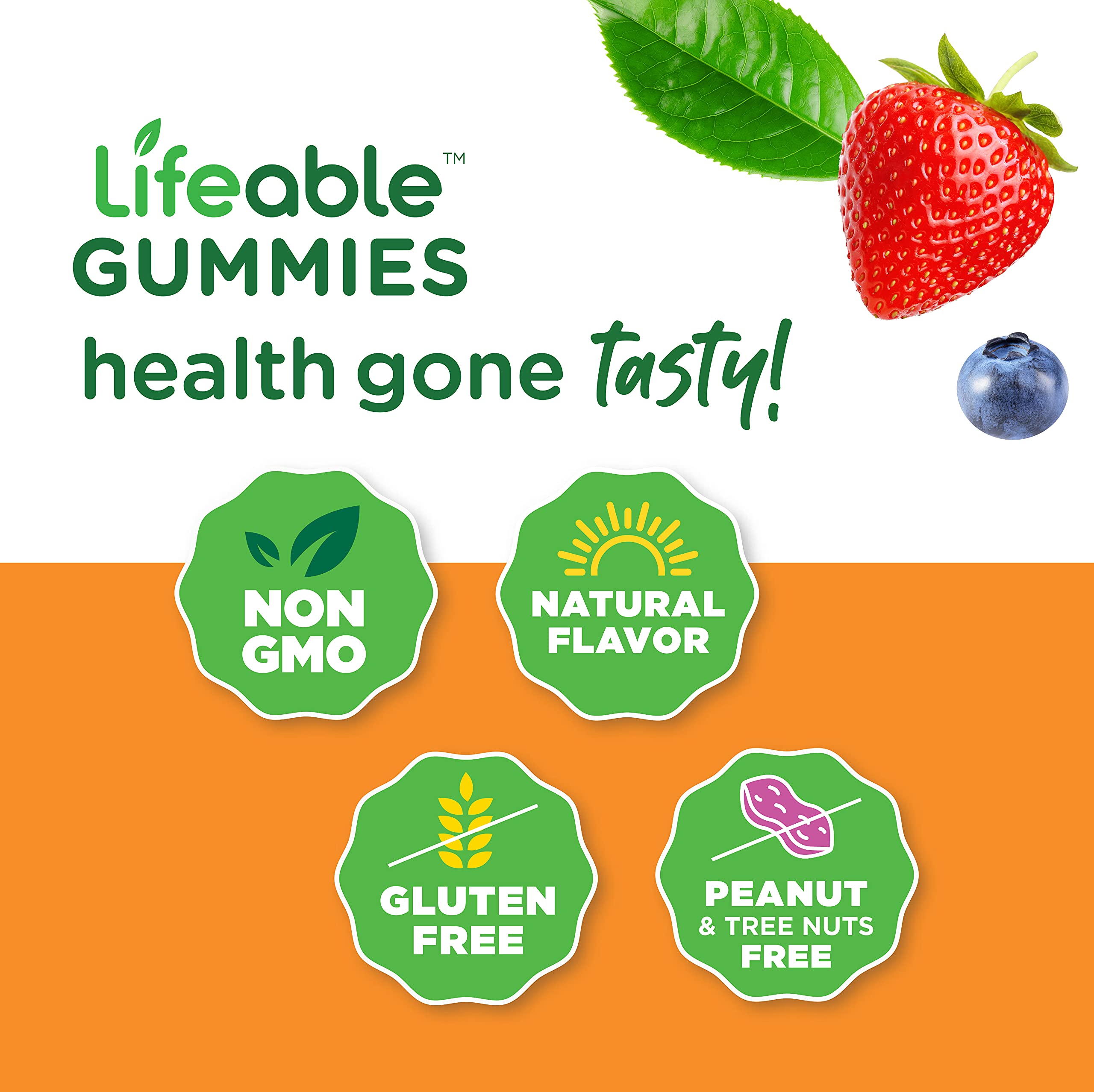 Lifeable Calcium 500 mg with Vitamin D3 1000 IU Gummies for Kids - Natural Flavor Vitamin Supplements - Gluten Free GMO-Free Chewable - for Bone, Groth, Teeth - for Children - 60 Gummies