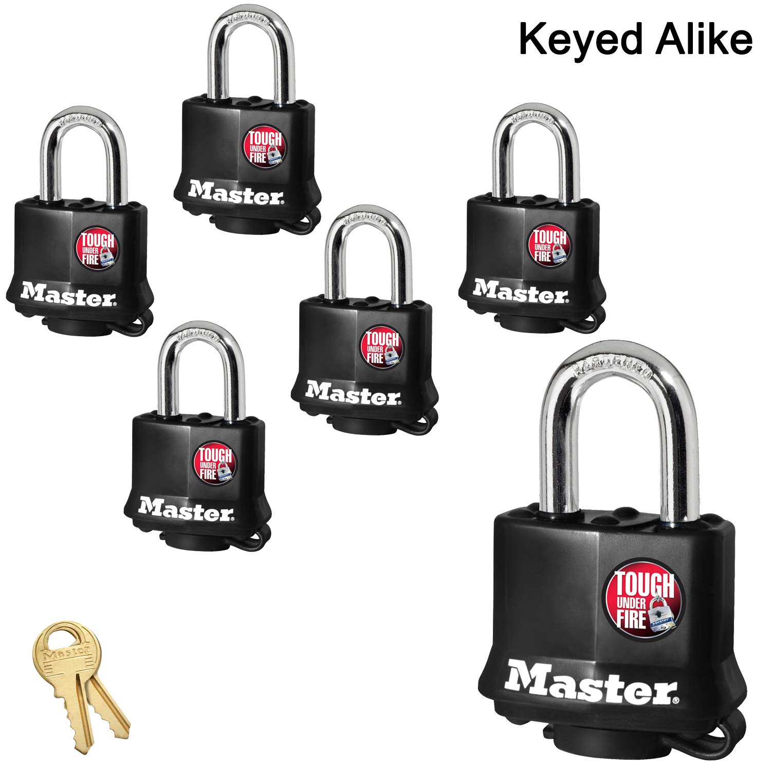 Master Lock (6) Keyed Alike Padlocks w/Thermoplastic Coating - 311KA-6
