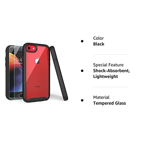 LUCKYCAT iPhone SE 2022 Case,iPhone SE 2020 Case, iPhone 8 Case, iPhone 7 Case, Shockproof Clear Multicolor Series Bumper Cover for 4.7 Inch iPhone 6/6s/7/8/SE - Black
