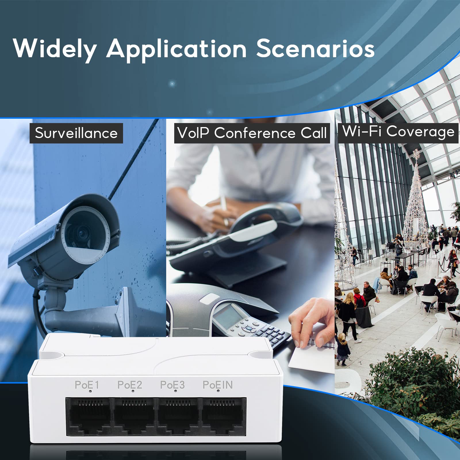 SODOLA PoE Extender 4 Port, IEEE 802.3 af/at PoE Repeater, 100Mbps, 1 PoE in 3 PoE Out, Plug and Play, Wall & Din Rail Mount POE Passthrough Switch for Security Systems IP Camera