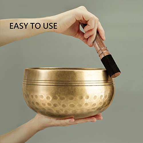 Singing Bowl Mallet, Made in Nepal, Suede Wooden Striker, Leather Wrapped Mallet for Sound Bowls-1 Piece with Velvet Bag