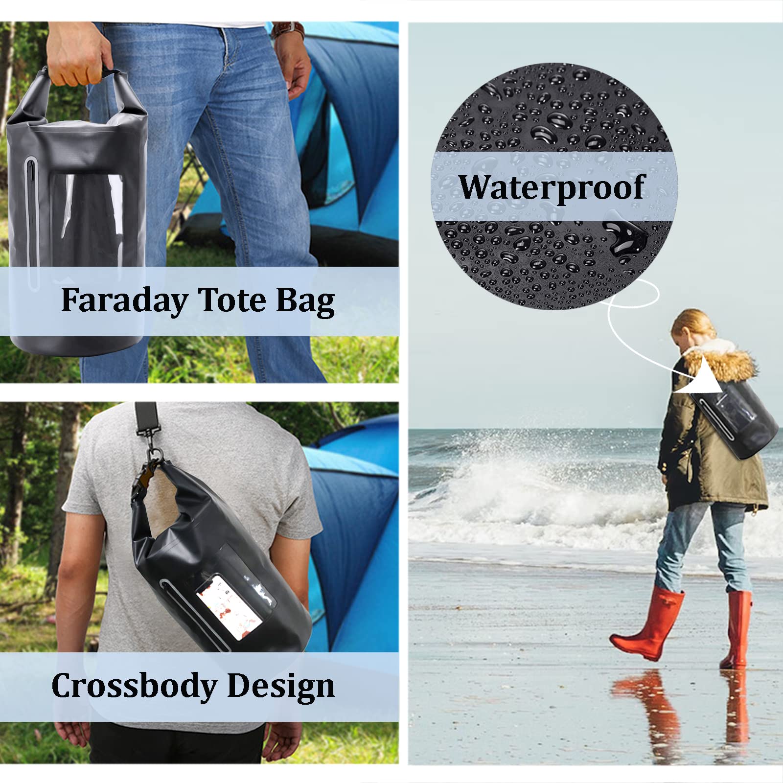 Waterproof Dry Bag 15L, Faraday Bags With Phone Pouch, Faraday Cage for Laptops & Tablets & Car Keys, Signal Shield Pouch, Prevents Hacking,Tracking,NFC/WiFi