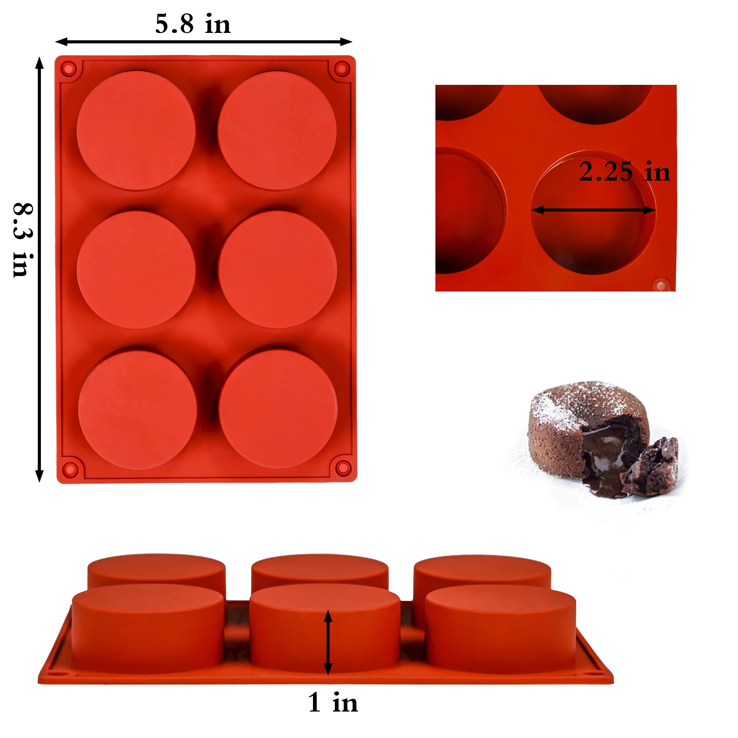 Silicone Molds Chocolate Molds Round Cylinder Candy Cookie Chocolate Oreos Molds(4 PCS), Perfect Molds for Chocolate Covered Oreos, Cupcake, Candy, Pudding, Mini Soap Making (4, Brown)