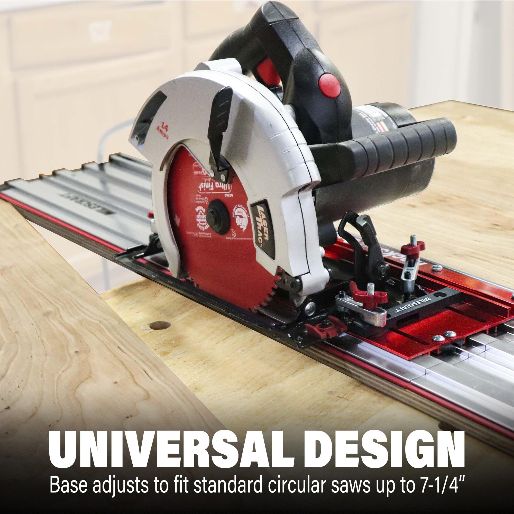 Milescraft 1409 Track Saw Guide - Universal for 7-1/4" Circular Saws, 50" Cutting Range, 2" Depth, Aluminum