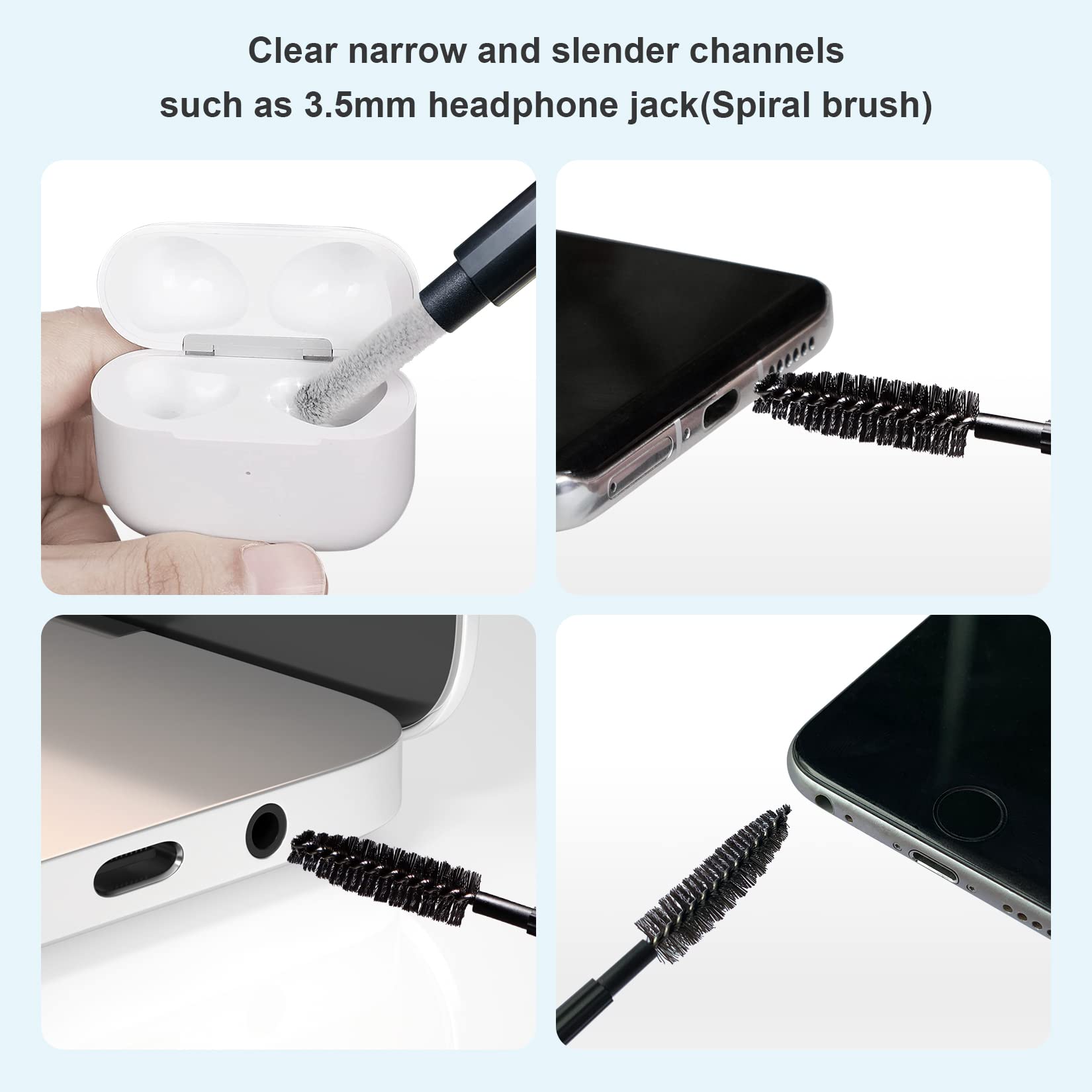 Supfine Airpods Pro Cleaning Pen,Multi-Function Cleaner Kit Soft Brush for Phone Charging Port,Earbuds,Earpods,Earphone,Headphone, iPod,Case,iPhone,ipad,Laptop(Black)…