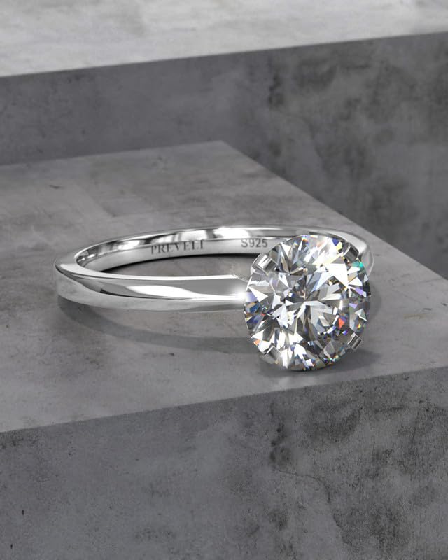 PREVELI 925 Sterling Silver Band Channel Set Moissanite Engagement Ring Simulated Diamond Rings For Women Size 6