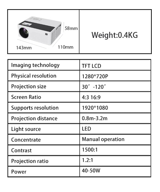 Mini projector iPhone 1080P HD Projector,Portable Projector outdoor Home Theater Projector, Compatible with HDMI, USB, AV, Android /IOS/Windows/ TV box, Crojection Size 30~120 Inches, Send Tripod
