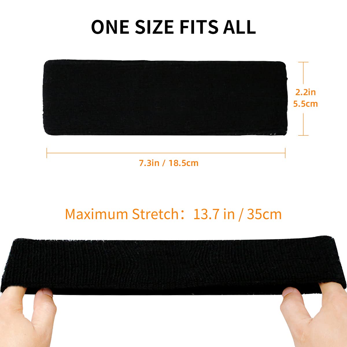 PACEARM Headbands for Men & Women, Headband for Sports, Workout, Running - Comfortable, Quick-Dry Head Bands (Black 4-Pack)