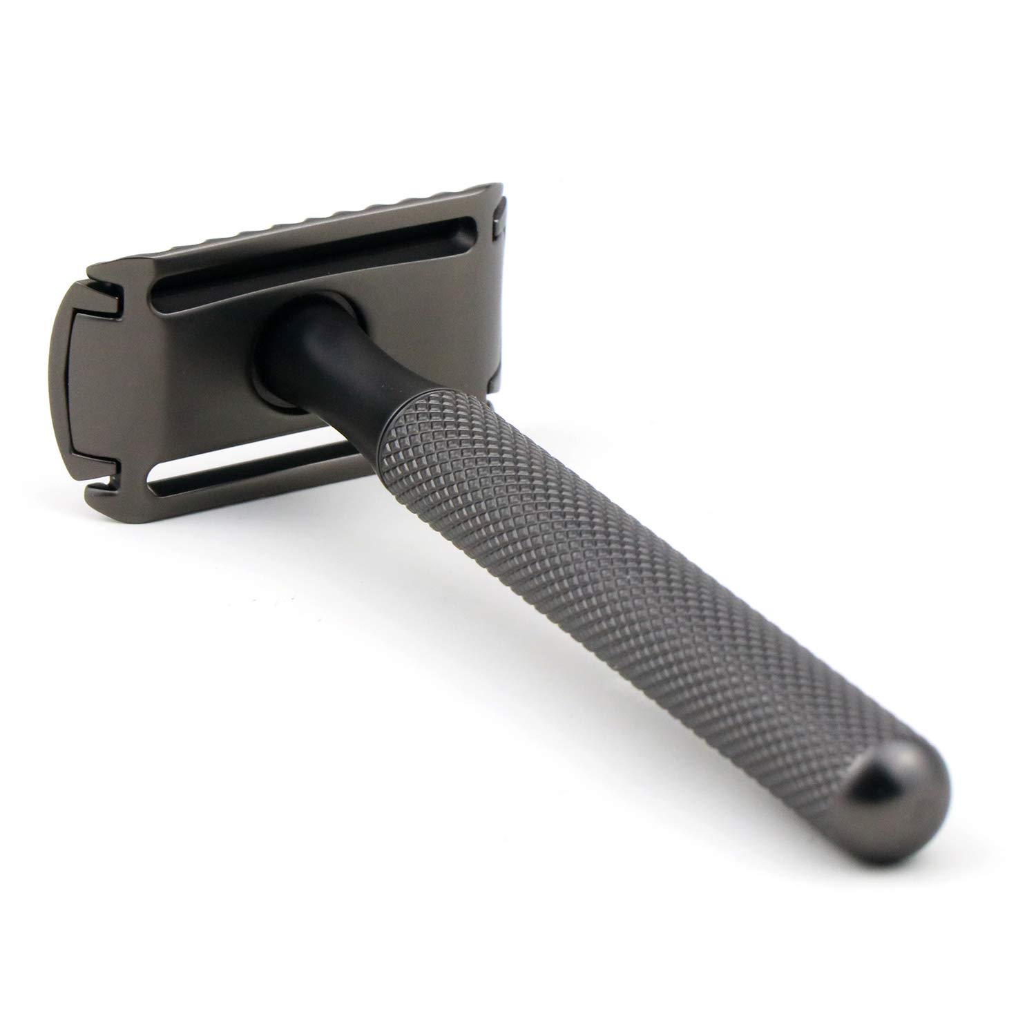 WEIDI Elegant Silver Double Edge Safety Razor Long Handle Reusable Rust-proof Manual Wet Shaving Shaver for Men Women - with 5 Platinum Blades WRT1C
