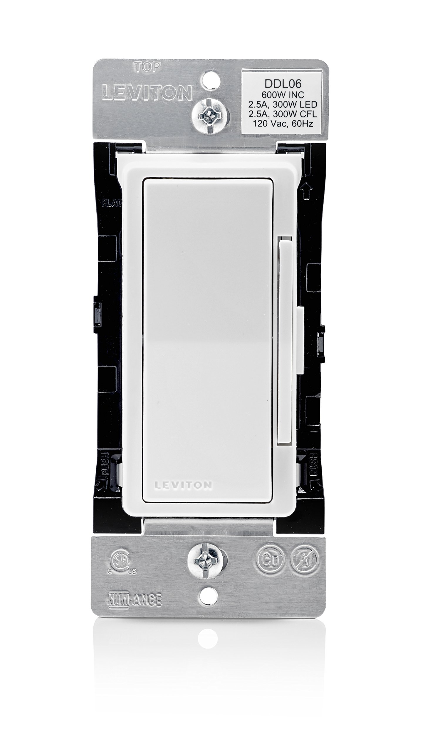 Leviton Decora Digital Dimmer Switch for Dimmable LED, Halogen and Incandescent Bulbs, DDL06-1LZ, White