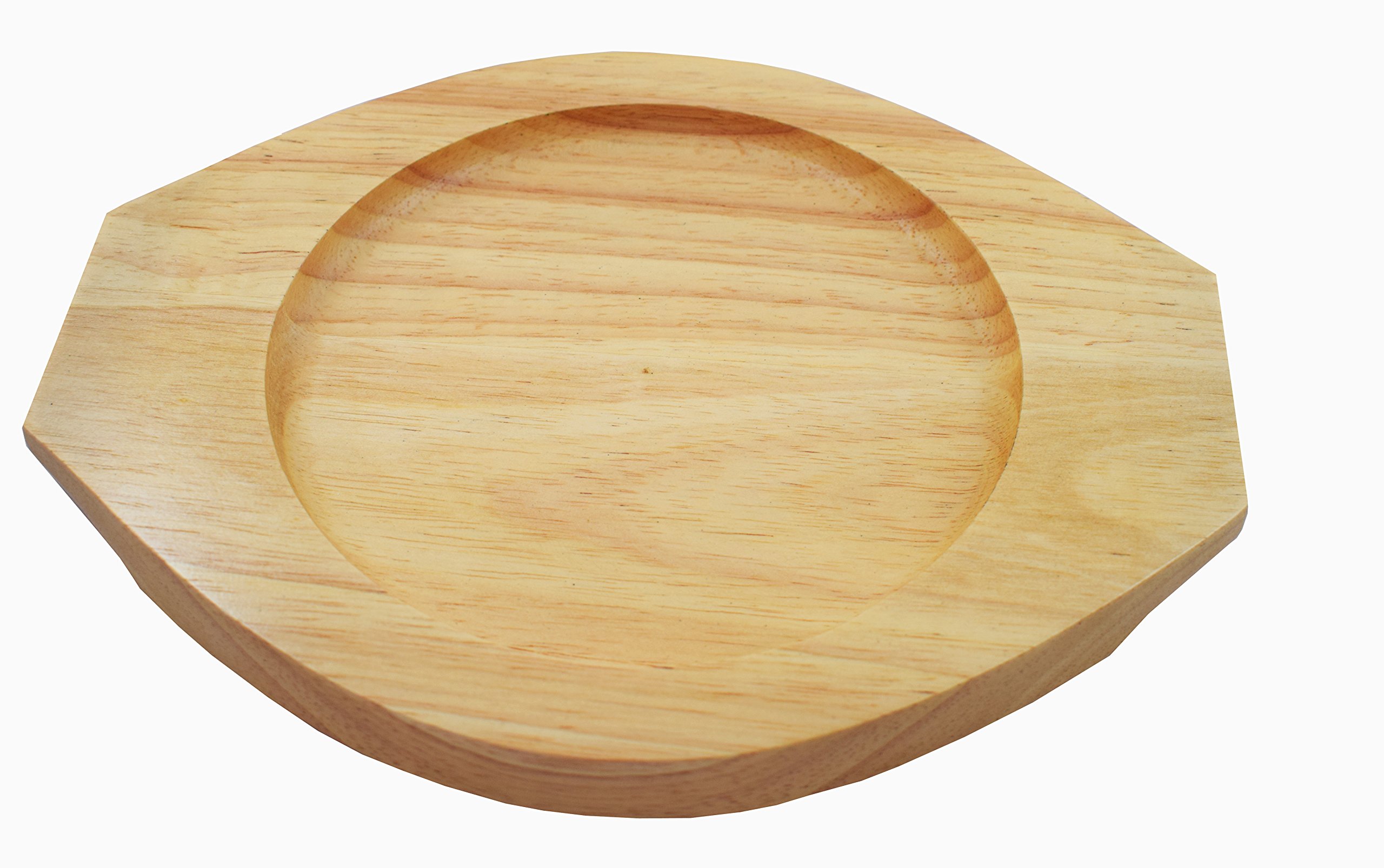 Sunrise Kitchen Supply Round Cast Iron w/Handles and Rubberwood Underliner Set (8")
