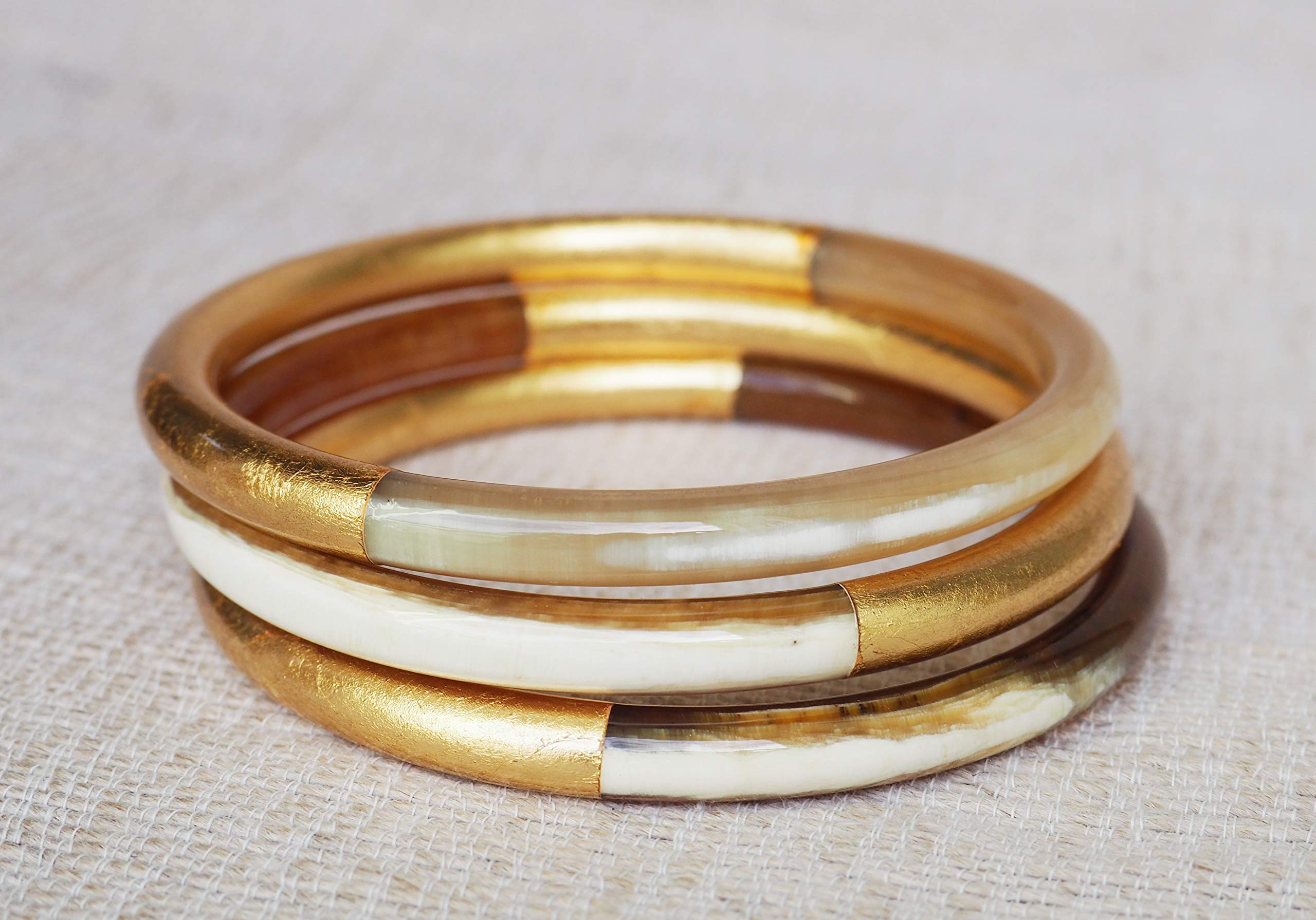 MosaiK Gold Natural Buffalo Horn Bracelet Set 03 Bangles