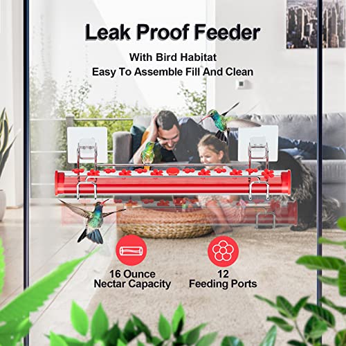 Rxivir Window Hummingbird Feeder Suction Cup, Humming Birds Feeders for Outside Window,Window Bird Feeders for Viewing,Easy to Assemble, Fill and Clean,16 Oz