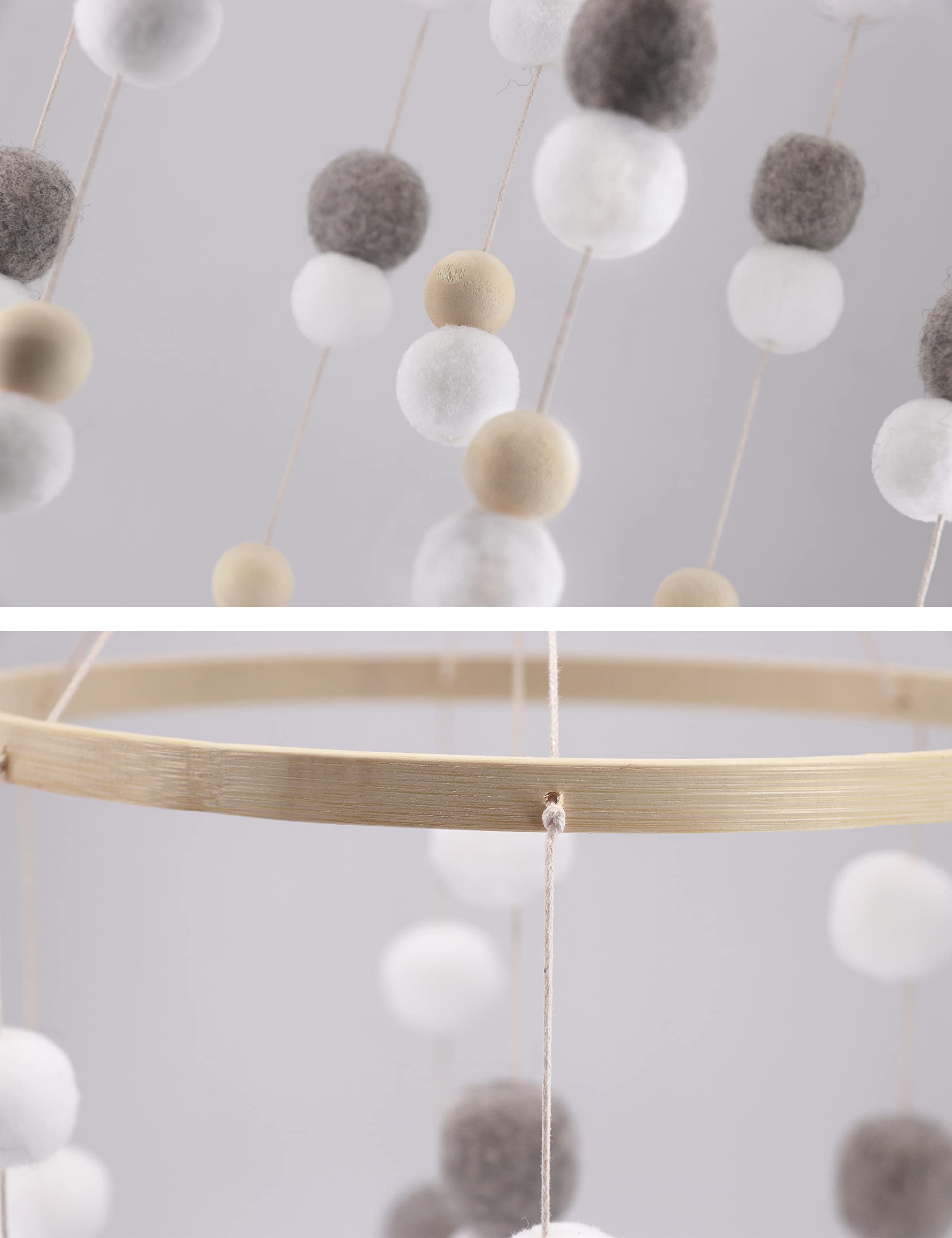 SUPICKET Wooden Bead Bed Felt Baby Ceiling Mobiles Infant Nursing Accessories Nurse (Circel- Pink Cloud)
