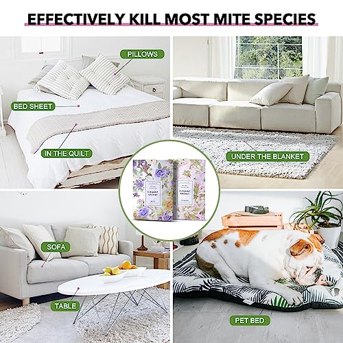 Telanshare 4 Packs(Rose+Jasmine) Mite/Moth Repellent Bag for Drawer & Closet, Natural Sachet Bag, 90 Days Extended Protection