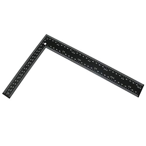 ZRM&E Black Tempered Stainless Steel Measuring Square Ruler Right Angle Ruler 90 Degrees Engineers Woodworking Wood Measuring Tool 0-300mm 0-12inch Scale