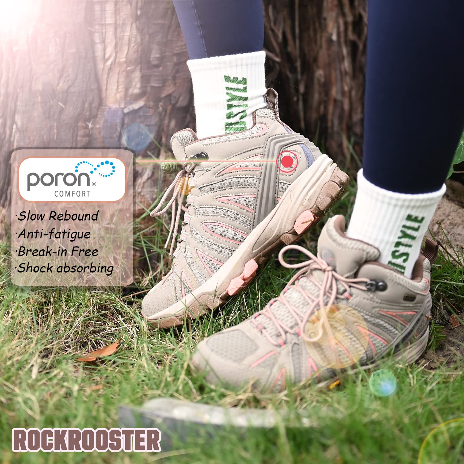 ROCKROOSTER Bedrock Women's Mid Waterproof Hiking Boots Outdoor Breathable Hiking Shoes(OT21066-7.5)