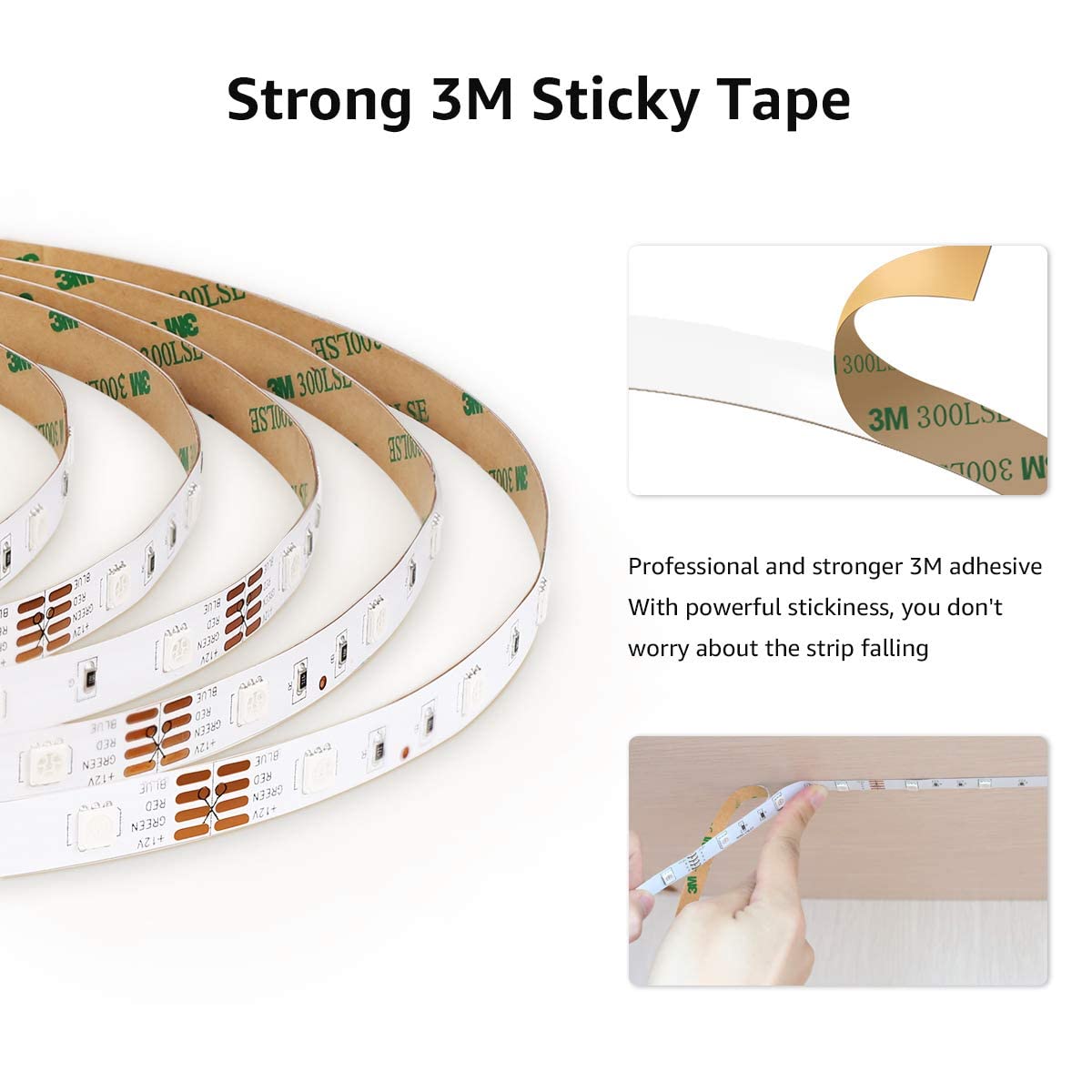 Lepro 16.4ft πππ πππ«π’π© ππ’π π‘ππ¬, RGB 5050 LED Strips with Remote Controller and Fixing Clips, Color Changing Tape Light with 12V ETL Listed Adapter for Bedroom, Room, Kitchen, Bar