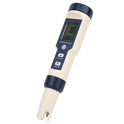 Temperature Multifunctional,High Precision Meter, Water Tester for Drinking Water Aquariums Swimming Pools and 5 in 1 Digital Water Tester for Ph Ec Tds Salinity